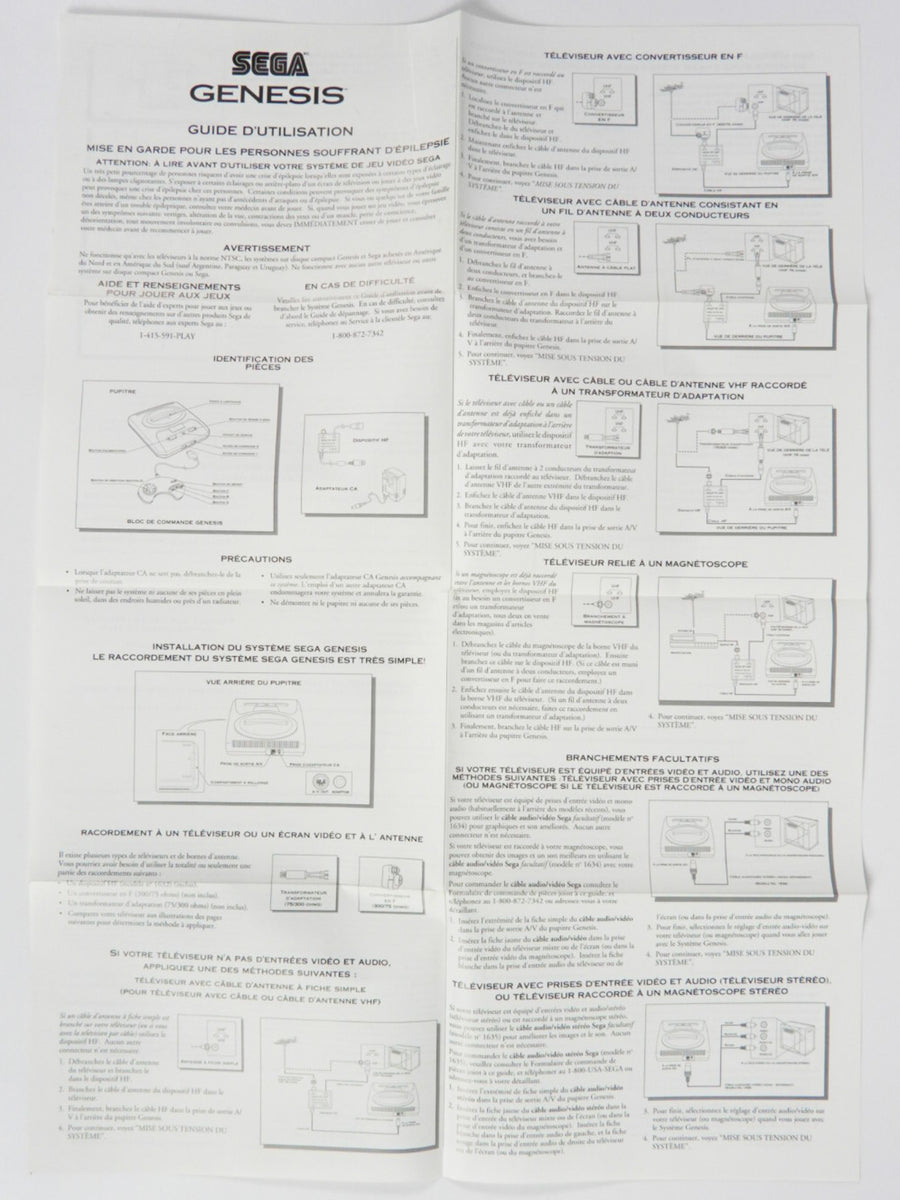 Sega Genesis Instruction Manual [French Version] [Manual] (Sega Genesi ...
