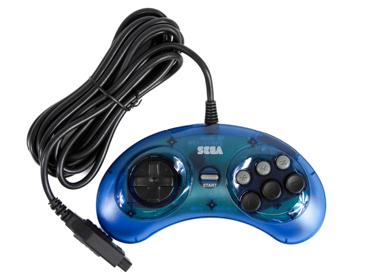 Clear Blue 6 Button Arcade Pad Controller [Retro-Bit] (Sega Genesis ...