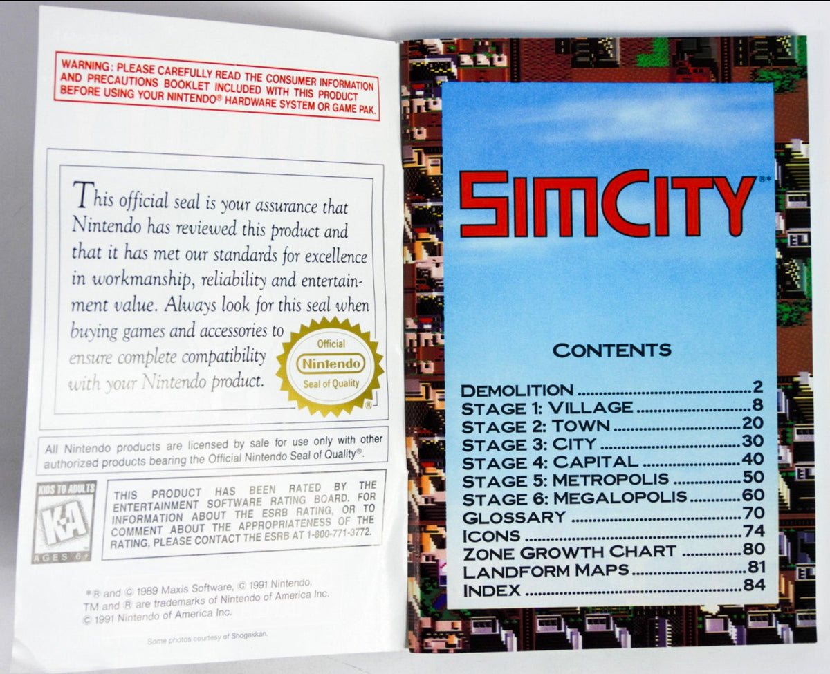 SimCity [Manual] (Super Nintendo / SNES) – RetroMTL