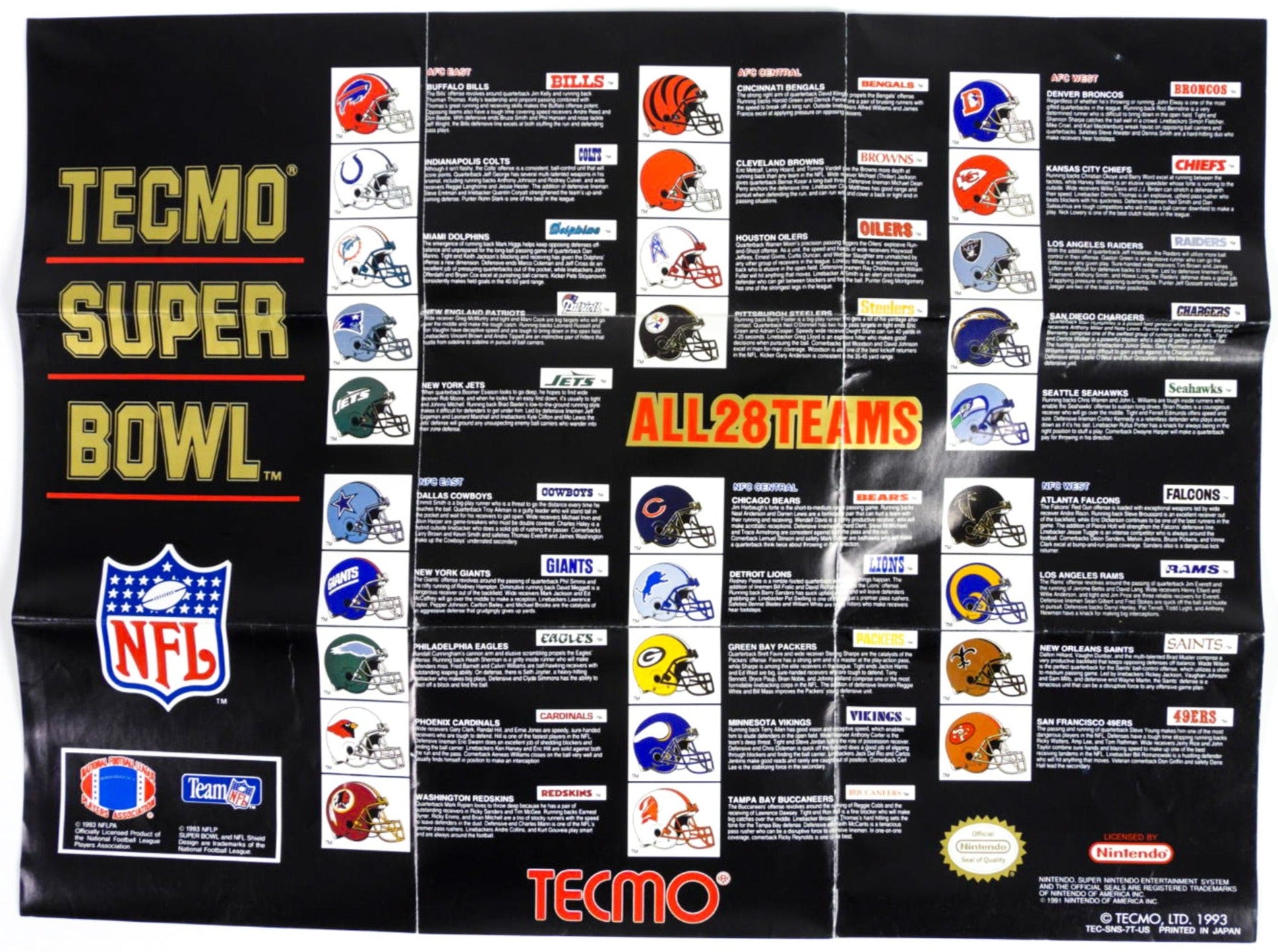Tecmo Super Bowl [Poster] (Super Nintendo / SNES) – Retro MTL