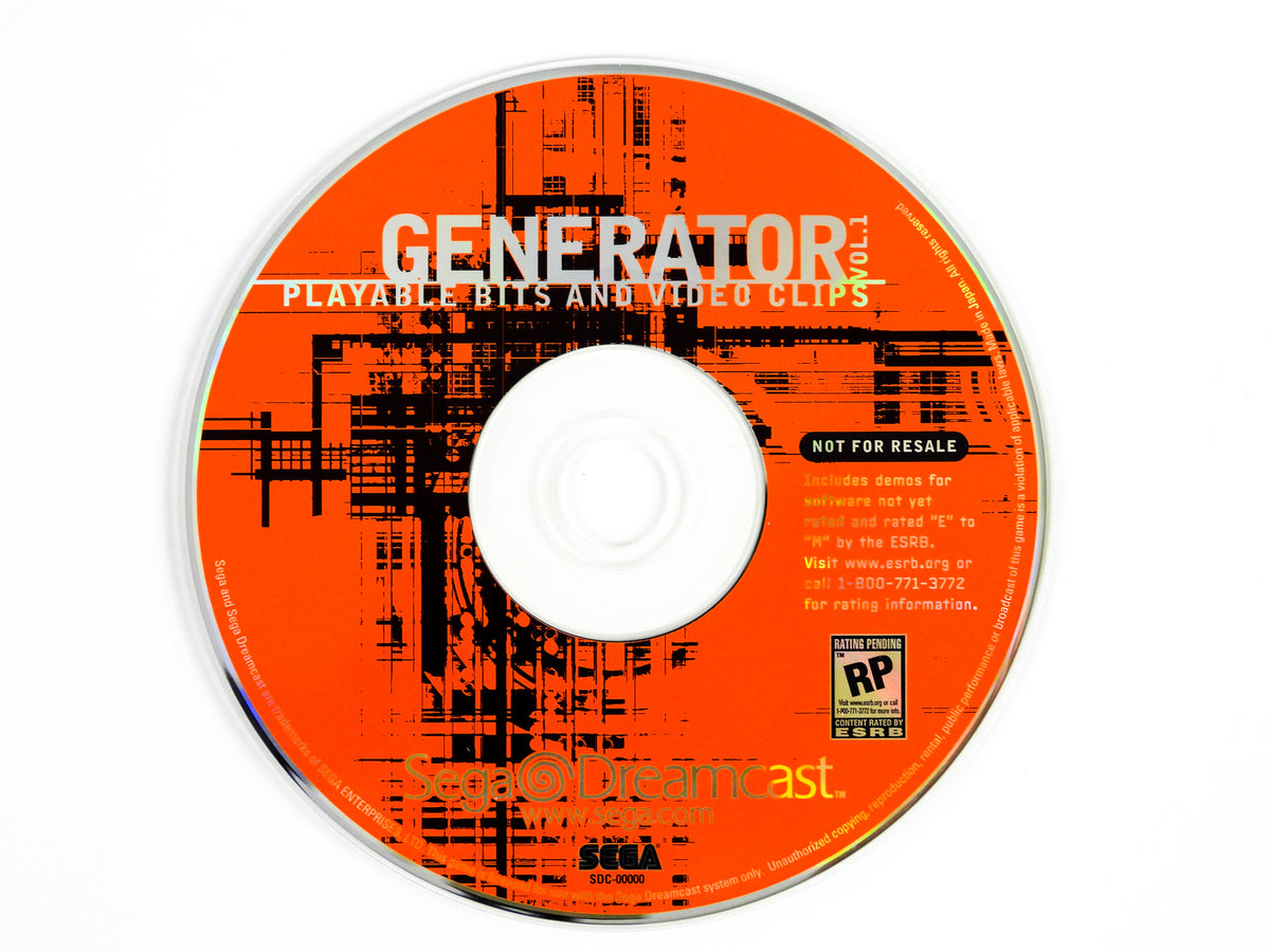 Generator Vol. 1 [Not For Resale] (Sega Dreamcast) – Retro MTL