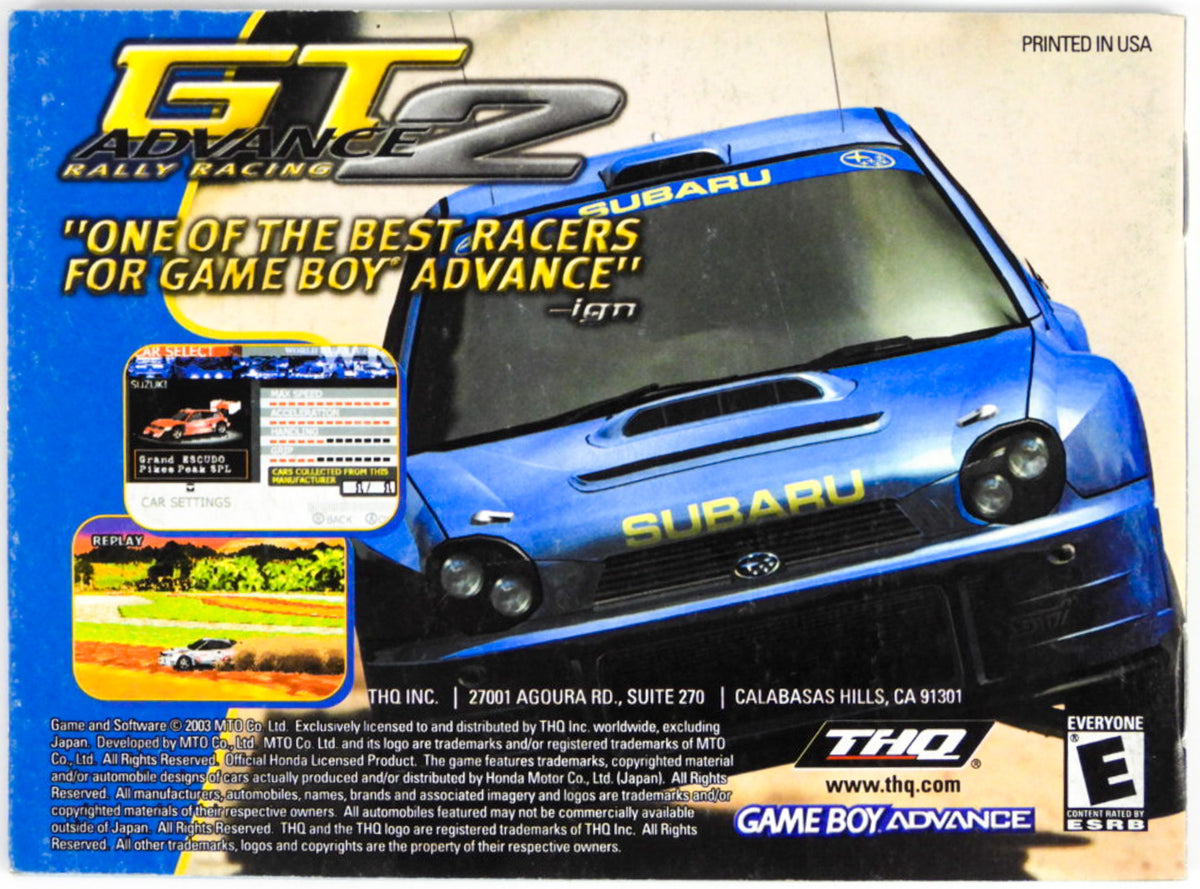 GT Advance 3 Pro Concept Racing [Manual] (Game Boy Advance / GBA ...