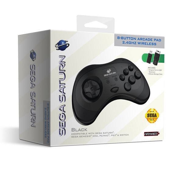 Slate Black 8-Button 2.4 GHz Wireless Arcade Pad [Retro-Bit] (Sega Sat ...